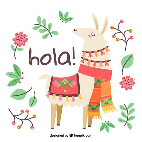 Free Vector Cute Alpaca Background With Leaves