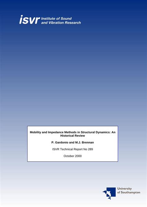 Pdf Mobility And Impedance Methods In Structural Dynamics An