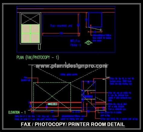 Office Printing Area Dwg Unit Cabinet And Electrical Detail