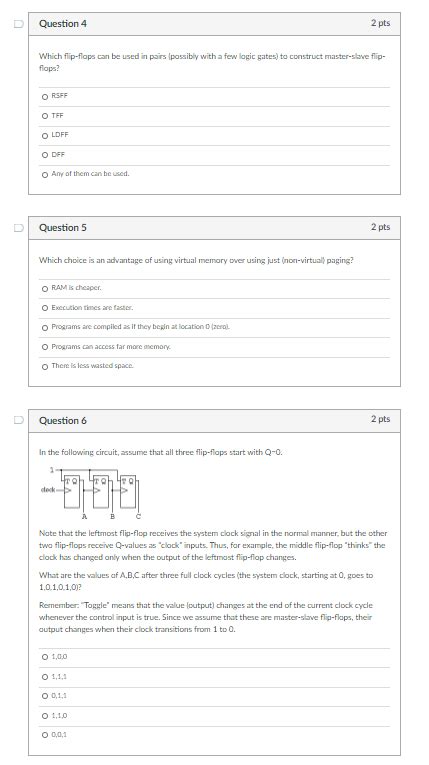 Solved Question 4 2 Pts Which Flip Flops Can Be Used In