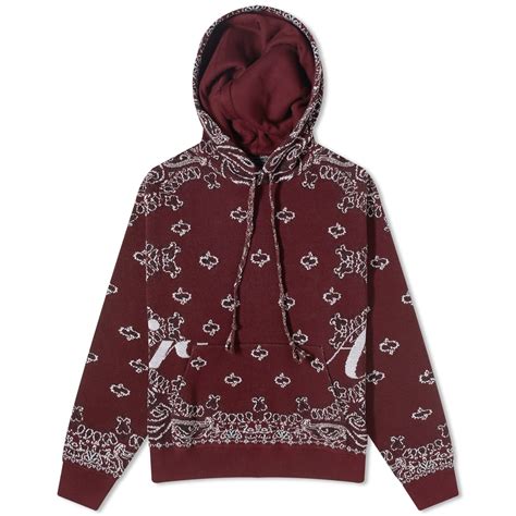 Amiri Bandana Knit Hoodie Burgundy End Gb