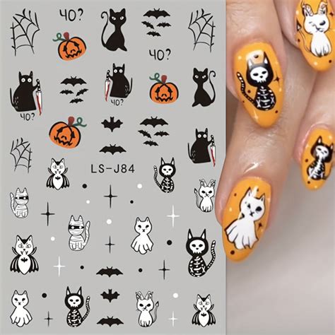 Halloween Ghost Pattern Nail Stickers 5 Sheets Set For Party Nail Art