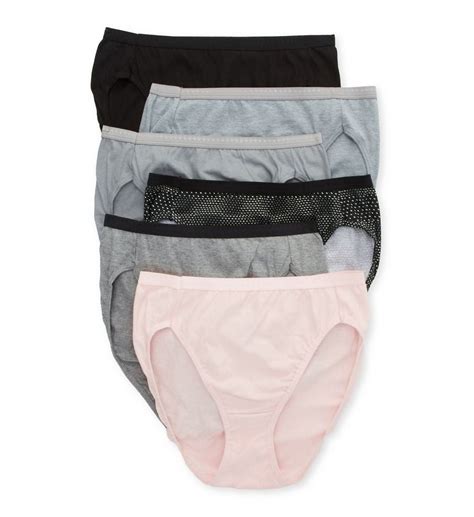 Hanes Ultimate Womens Breathable Hi Cut Underwear 6 Pack Black