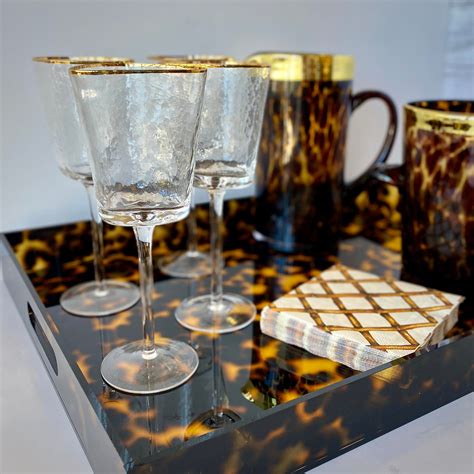 Triangular Wine Glass With Gold Rim Thomas Lee Living