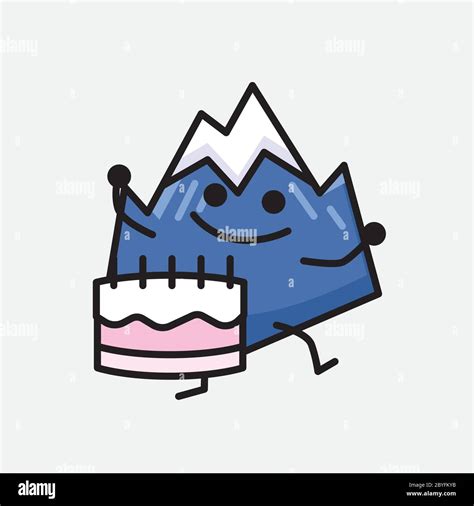 An Illustration Of Cute Mountain Icon Mascot Vector Character In Flat