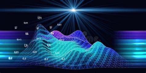 Abstract Background With Wireframe Wavy Algorithm Analyze Data With Blurred Lines Quantum