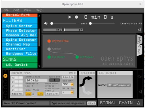 Lsl Plugin For Open Ephys Gui The Configuration Shows Open Ephys