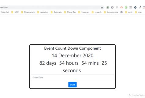 Event Count Down Component Skillshare Student Project