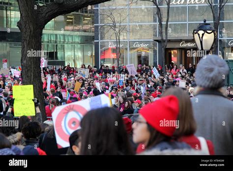 New York Us 8th March 2017 Hundreds Of New Yorkers Took Part In
