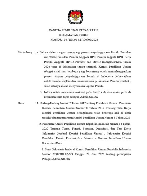 Surat Tugas Admin Silog Pdf
