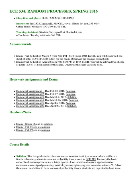 Ece 534 Random Processes Download Free Pdf Stochastic Process