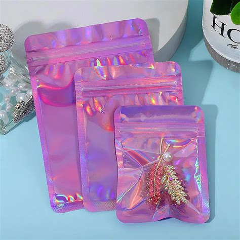 50pcs Jewelry Earring Packing Bags Necklace Self Sealing Bags Laser