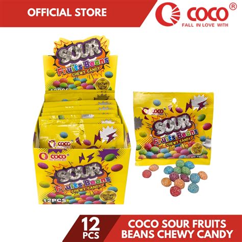 【buy 1 Take 1】coco Sour Fruits Beans Chewy Candy 12pack Per Inner Box