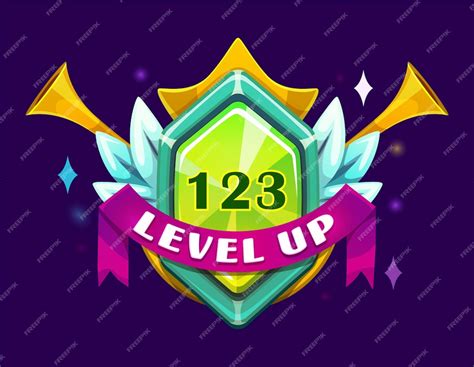 Premium Vector Game Interface Level Up Badge And Win Icon Videogame