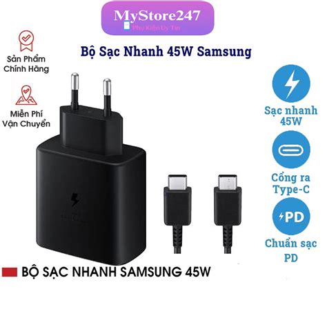 Bộ Sạc Nhanh Samsung 45W cho dòng Android Samsung Note Máy Tính Bảng