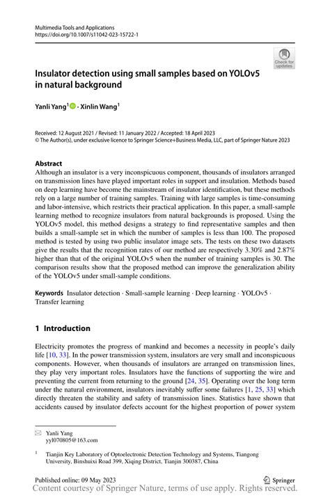 Insulator Detection Using Small Samples Based On Yolov5 In Natural Background