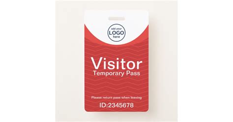 Red Corporate Visitor Pass Id With Custom Badge Zazzle