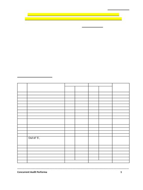 Proforma Concurrent Audit Report Pdf Loans Banks