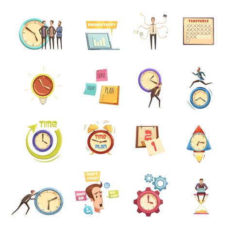 Set Of Time Management Icons 1393756 Vector Art At Vecteezy