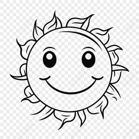 태양 얼굴 색칠 시트 무료 흑백 윤곽선 스케치 그림으로 인쇄 가능 벡터 행복하다 개요 Png 일러스트 무료 다운로드 Lovepik