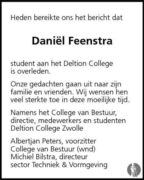Daniël Christian Feenstra 12 06 2010 Overlijdensbericht En Condoleances Mensenlinqnl