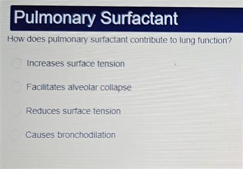 Solved Pulmonary Surfactanthow Does Pulmonary Surfactant