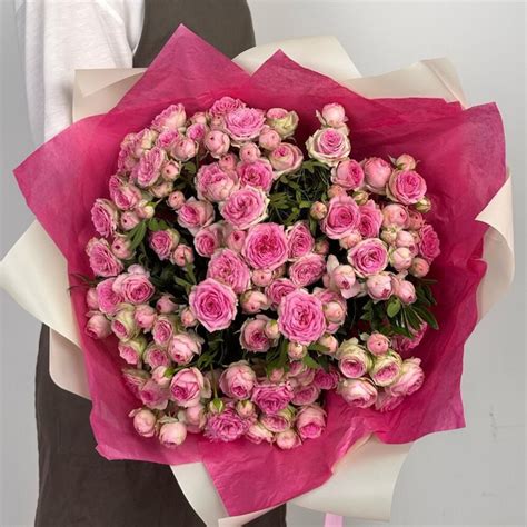 Кустовая роза ALMOND ROSES, цвет разноцветный, 9 шт купить по выгодной ...