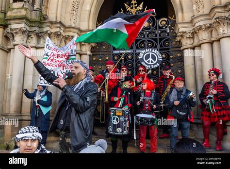 Bradford Uk 24 Feb 2024 Chach Hussain Stands Infront Of The Peace
