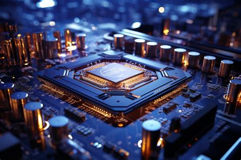 Premium Photo Neon Glow Closeup Of Integrated Microchip Circuit Board
