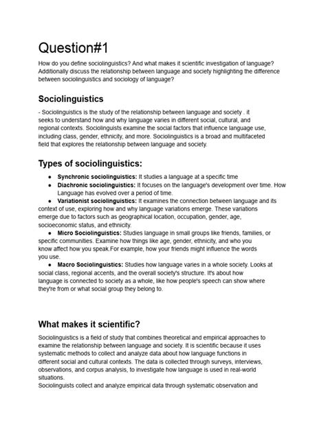 Sociolinguistics Notes 1 Pdf Sociolinguistics Multilingualism