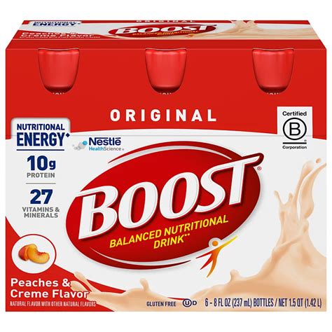 Boost Original Complete Nutritional Drink Peaches And Crème 8 Oz Bottles