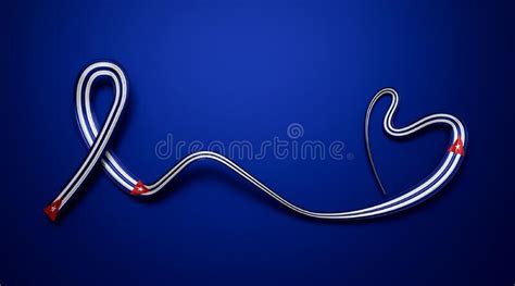 Cuban Flag Heart Shaped Wavy Ribbon 3d Illustration Stock Illustration