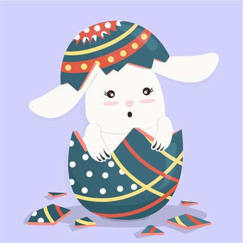 부활절 달걀과 토끼 그림 디자인 프리미엄 벡터