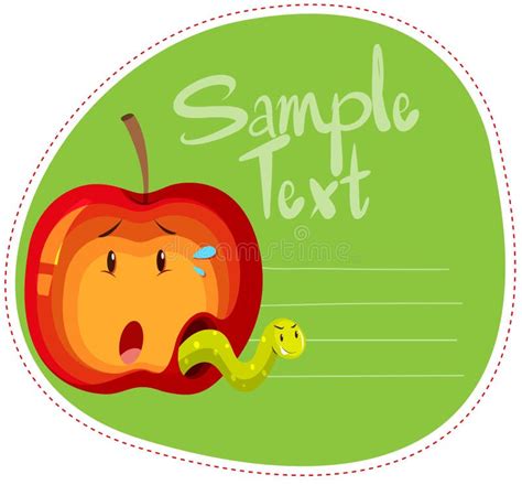 Rotten Red Apple Fruit With Leaf Cartoon Drawing Simple Design Stock