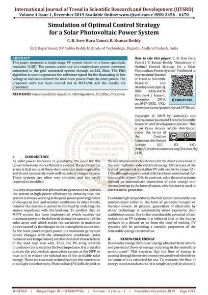 Maximum Power Point Tracking Based Photo Voltaic System For Smart Grid