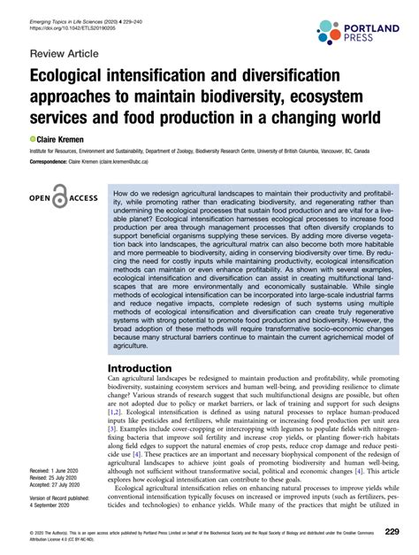 Pdf Ecological Intensification And Diversification Approaches To