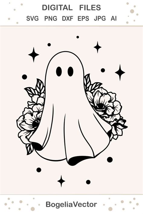 Ghost Svg Floral Ghost Svg Ghost Cut File Ghost With Flowers Svg