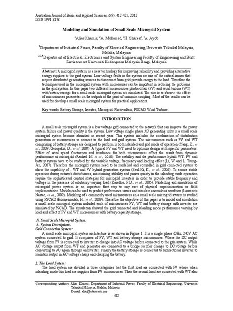 pdf modeling and simulation of small scale microgrid system dokumen