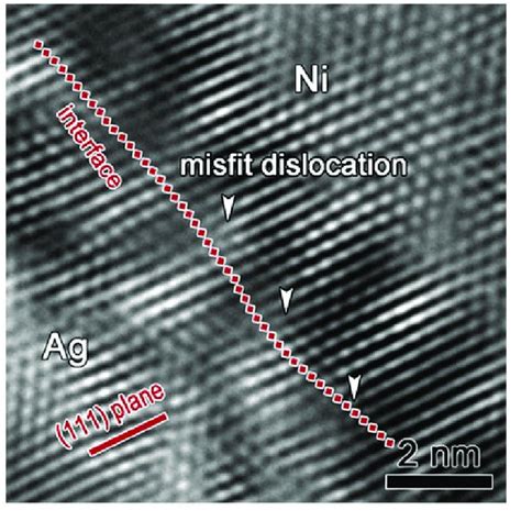 High Resolution Tem Micrograph Showing An Array Of Misfit Dislocations