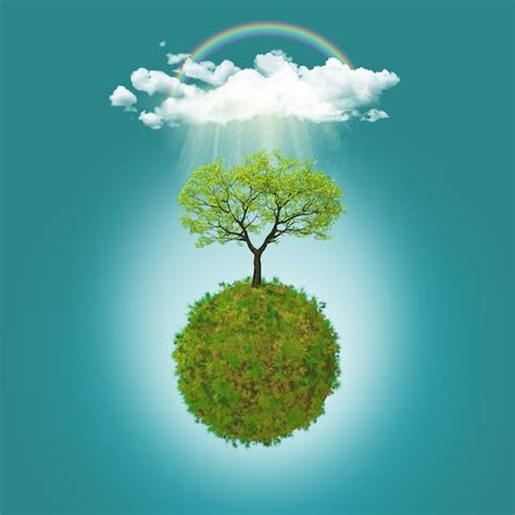 나무와 구름이있는 구체 무료 사진