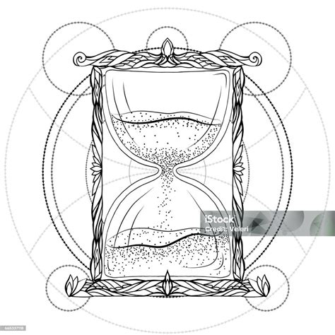 흑인과 백인 낙서 패턴으로 모래 시계의 그림 티셔츠 전화의 경우 엽서 문신의 스케치와 디자인에 인쇄에 대 한 벡터 요소 마술사에 대한 스톡 벡터 아트 및 기타 이미지