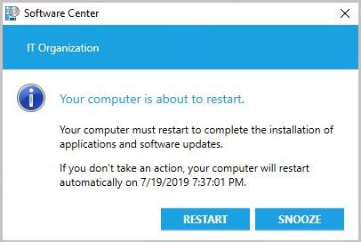 Device Restart Notifications Configuration Manager Microsoft Learn