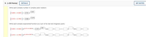 Solved Write Each Complex Number In Complex Polar Notation