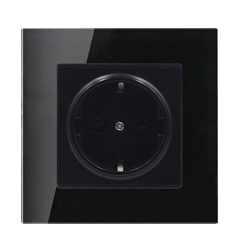 Ath Wall Crystal Glass Panel Power Socket Plug Grounded A German Standard Electrical Outlet