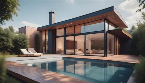 Premium Photo Contemporary Minimalist Escape Poolside Tranquility