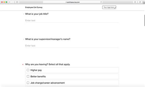 Online Employee Exit Survey Template QuickTapSurvey