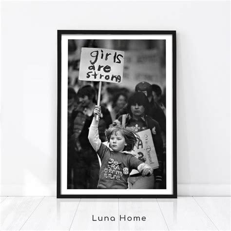 Girls Are Strong Feminist Poster Activist Poster Black And White