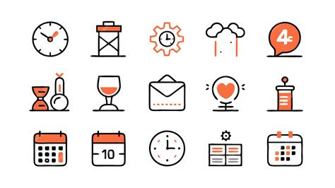Premium Vector Set Of Time And Date Icons Vector Illustration