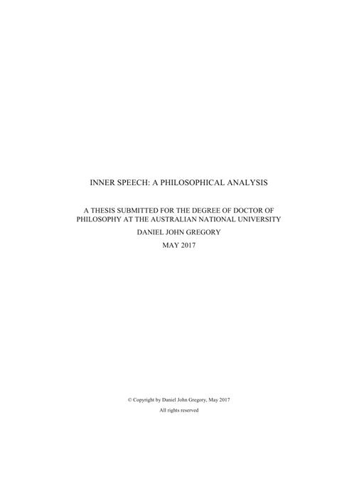 Pdf Inner Speech A Philosophical Analysis