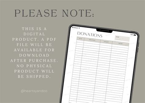 Donation Tracker Printable Charitable Expenses Tithe Tracker